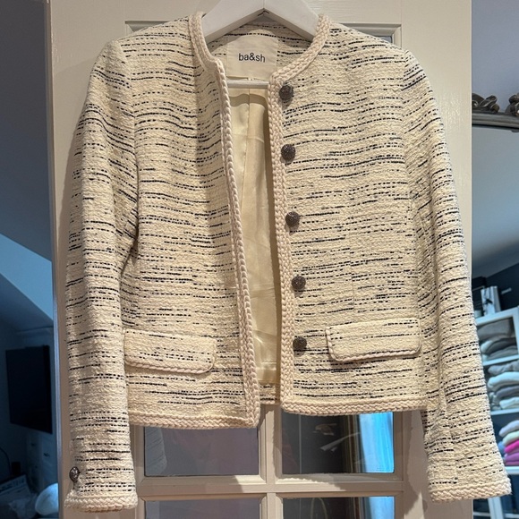 ba&sh | Jackets & Coats | Nwot Bash Roza Cream And Black Textured ...